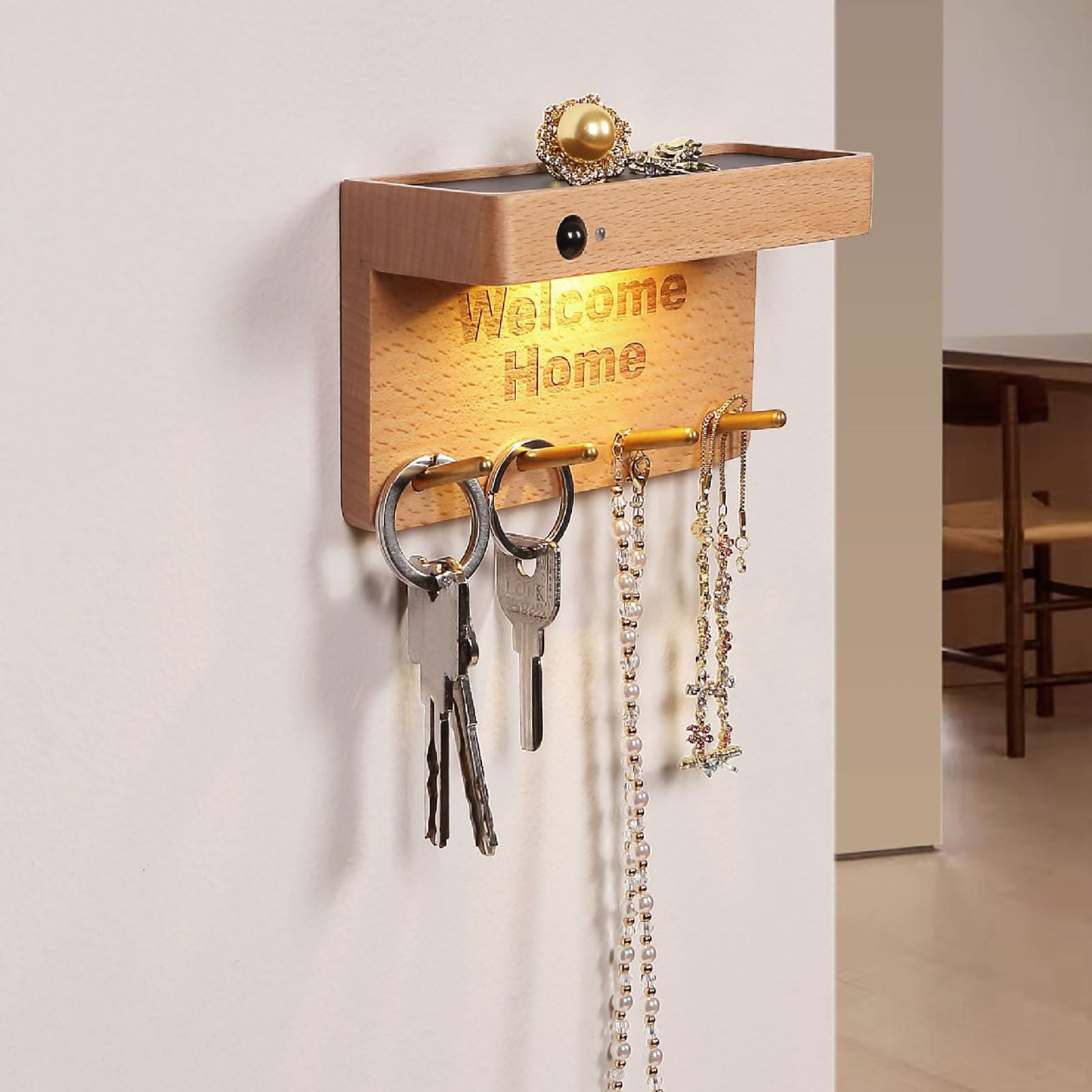 Zxsyw Human Body Induction Lamp, USB Charging Solid Wood Wall Lamp ...