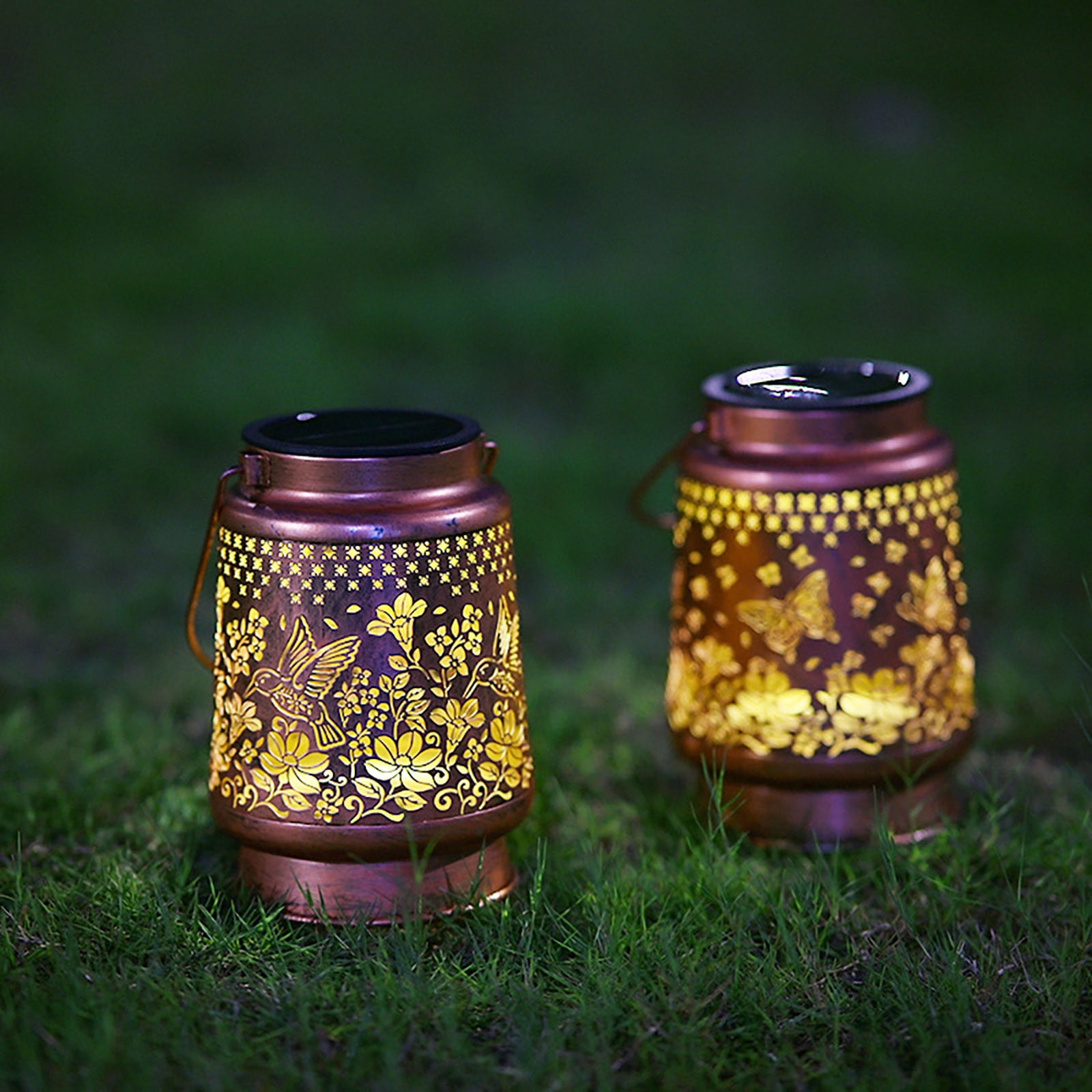 Zxsyw Iron Art Solar Hummingbird Hollow Courtyard Lamp Garden Camping ...