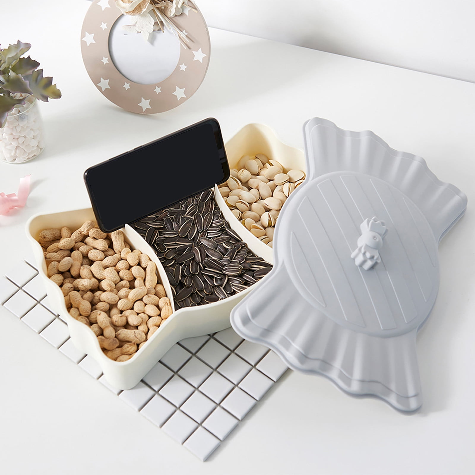 Zxsyw Portable Snack Organizer Tray, Storage Box with Lid, Easy to ...