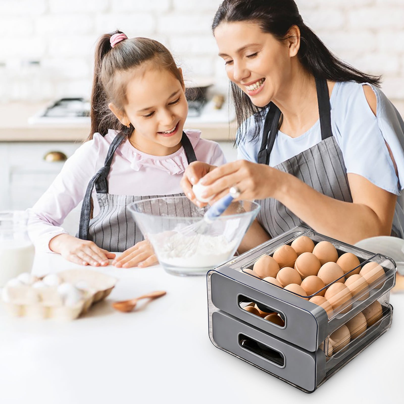 Zxsyw Rolling Refrigerator Organizer with Lid – 24 Count Food Storage ...