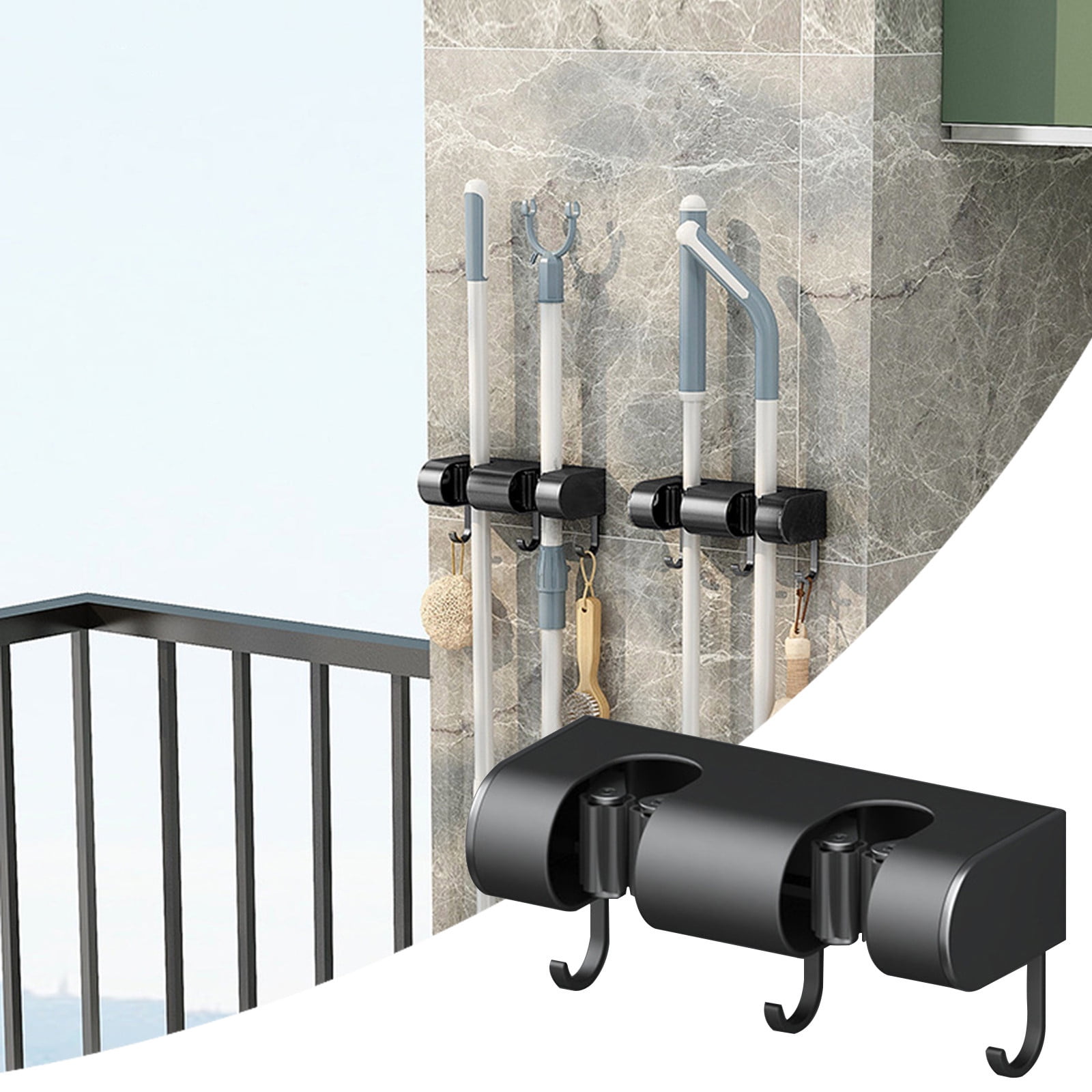 Zxsyw Wall Mounted Organizer Rack, Heavy-Duty Mop and Besom Storage ...