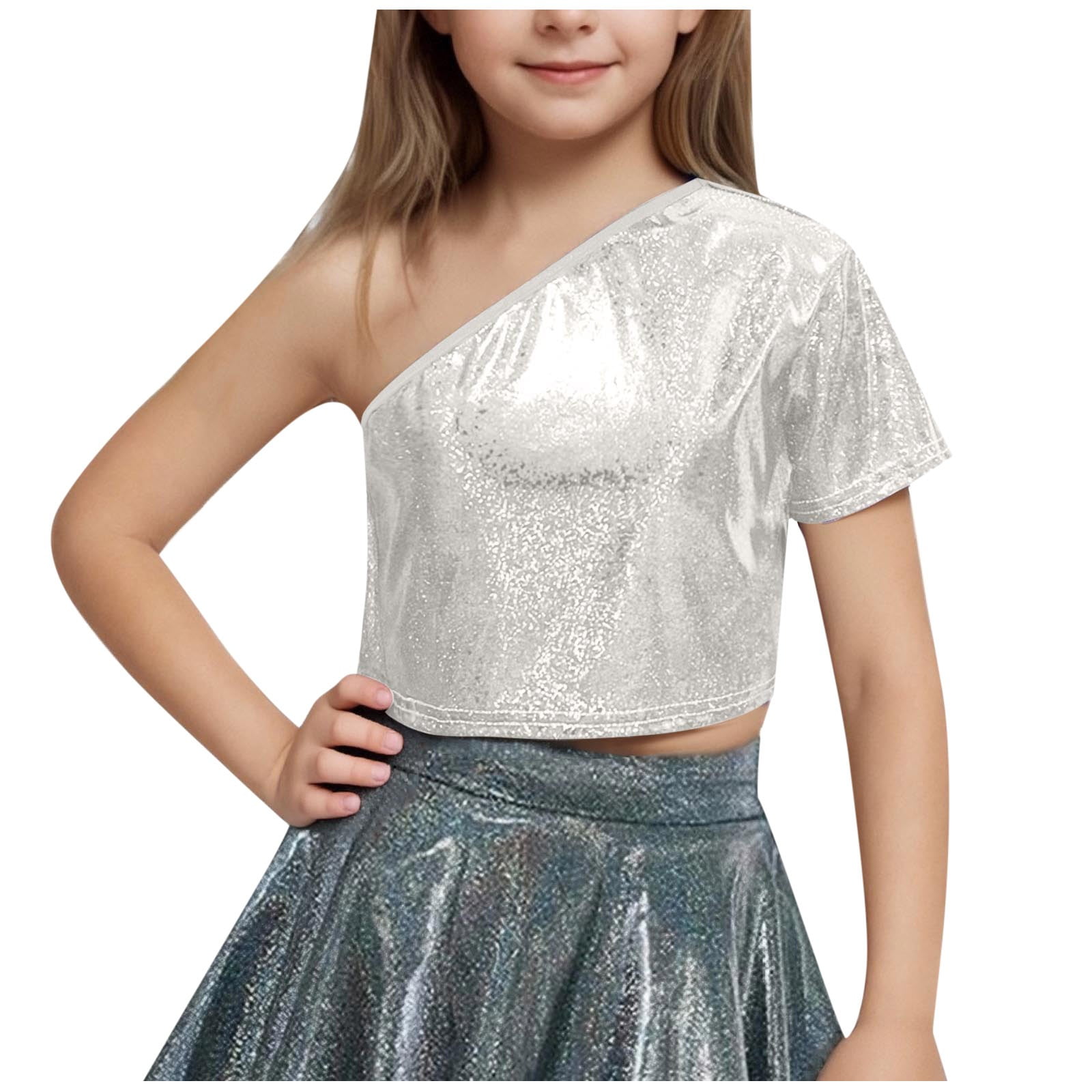 ZyeKqe Baby Clothes Toddler Girl Crop Top 1 Shoulder Short Sleeve ...