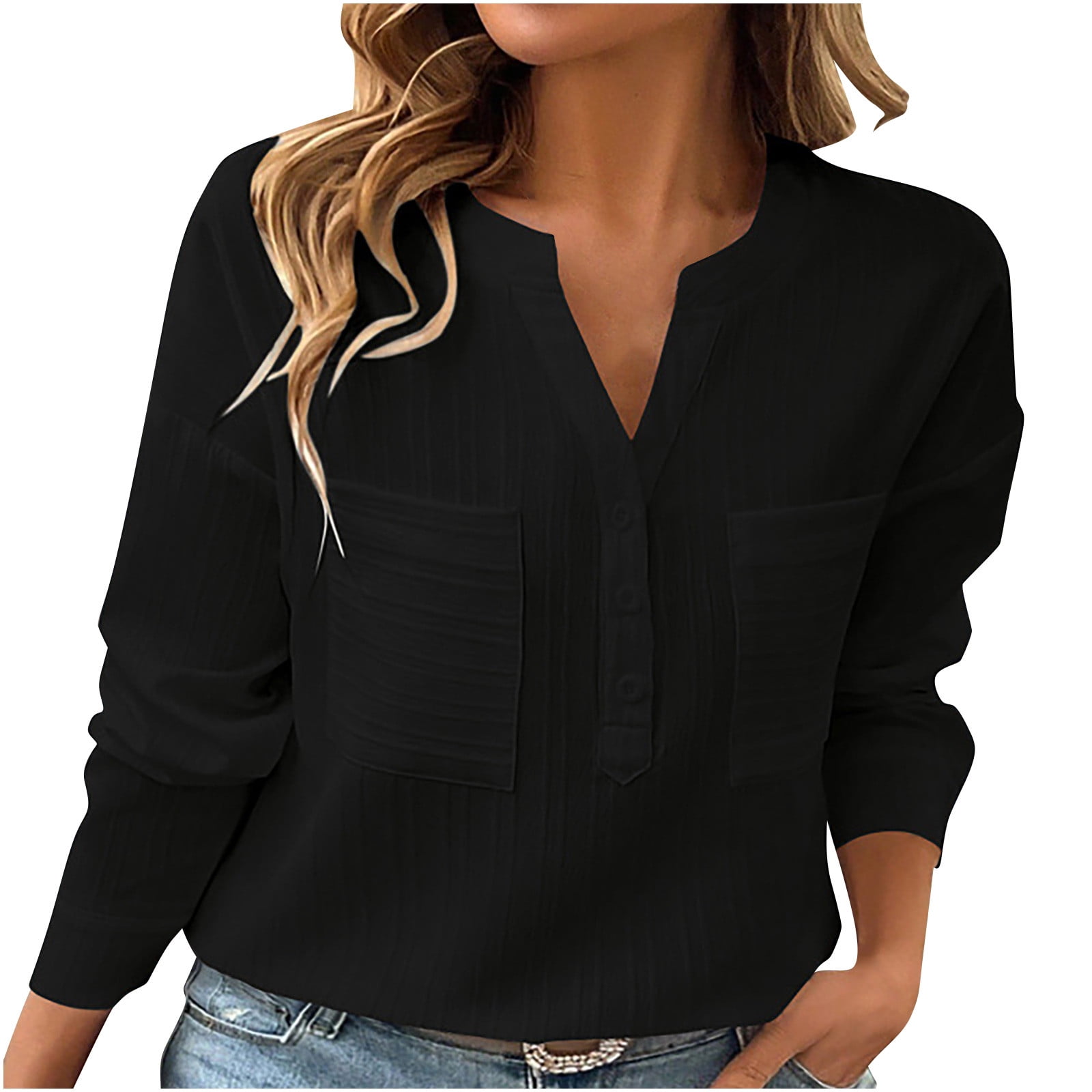 ZyeKqe Business Casual Tops for Women Dressy Long Sleeve Shirts Button ...
