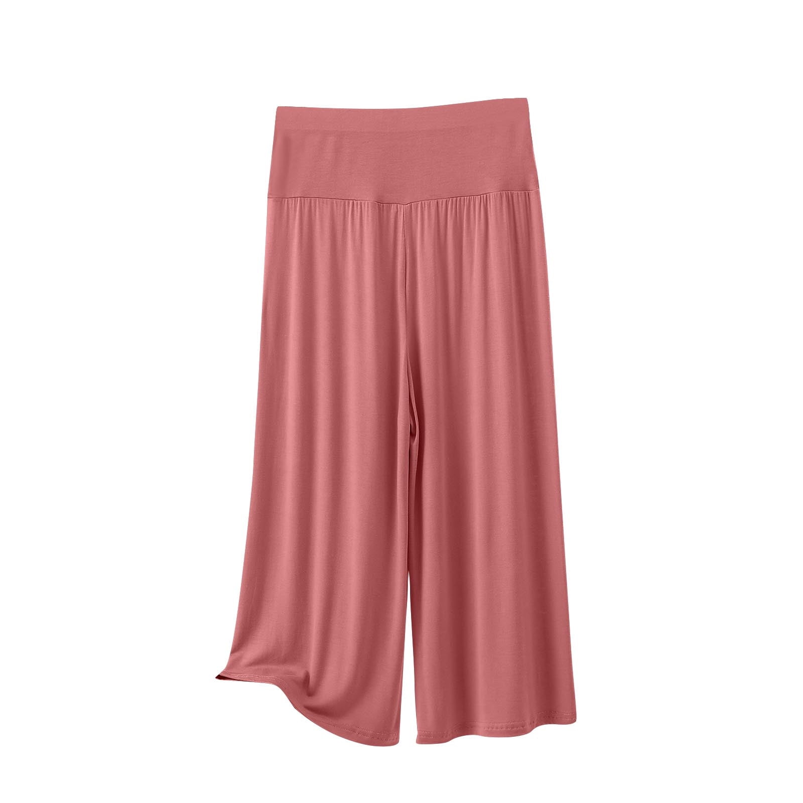 ZyeKqe Capri Pants for Women High Waisted Cropped Pajamas Pants Wide ...