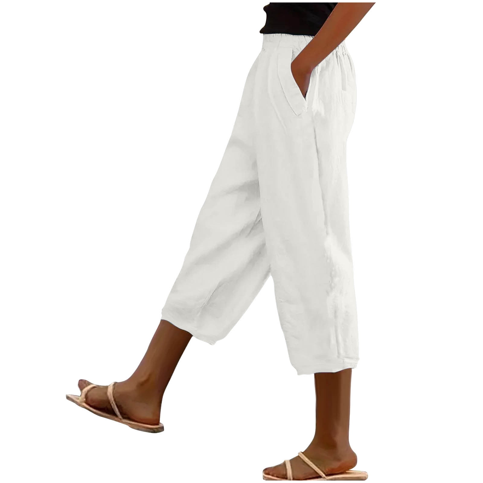 ZyeKqe Capri Pants for Women High Waisted Lounge Cropped Pants Straight ...