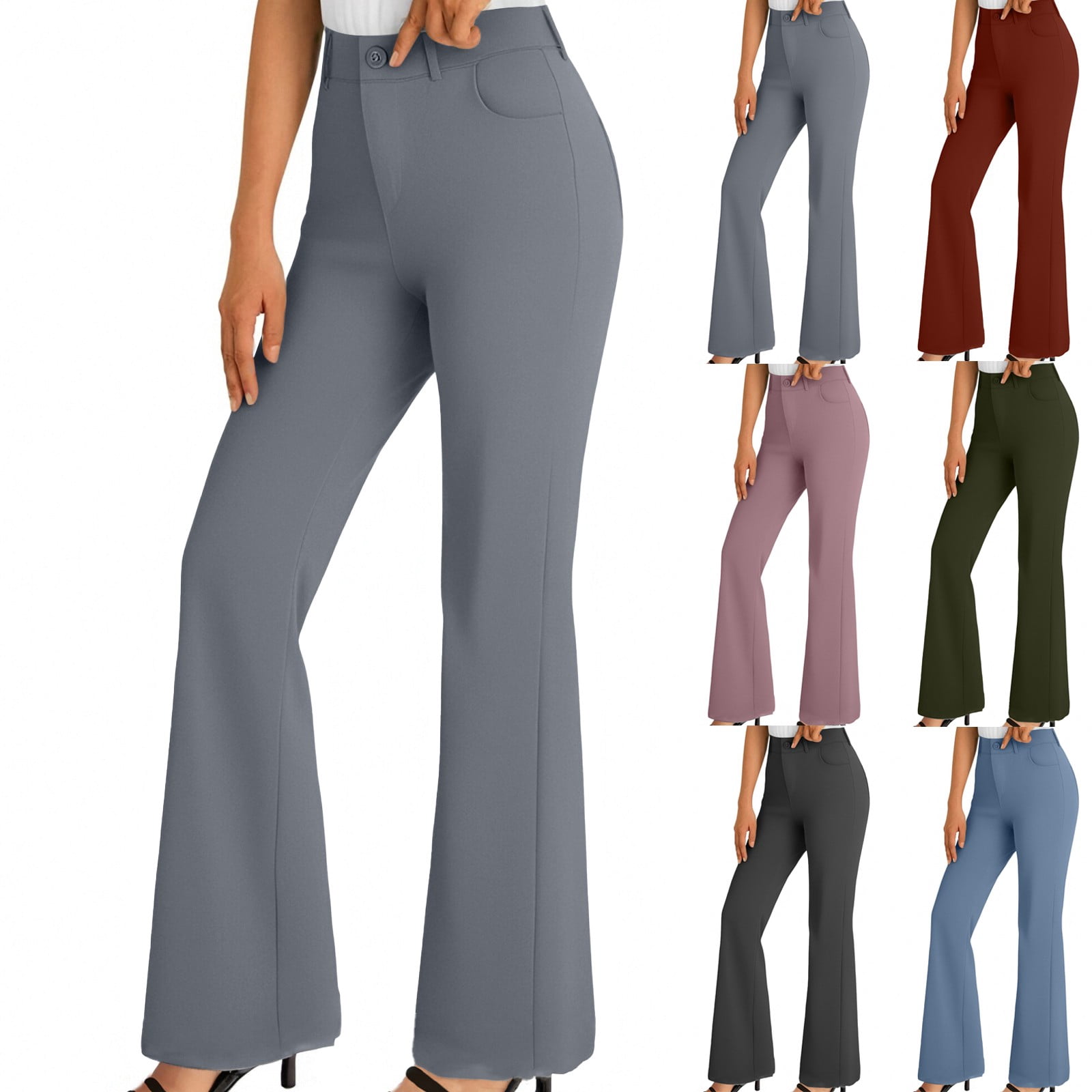 ZyeKqe Dress Pants for Women High Waisted Business Casual Flare Pants ...