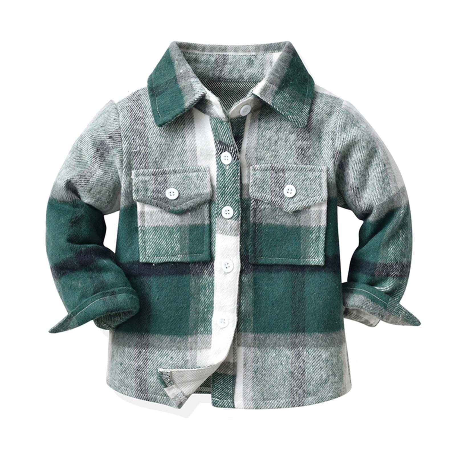 ZyeKqe Flannel Jakcets for Baby Boy Girl Long Sleeve Button down Plaid ...