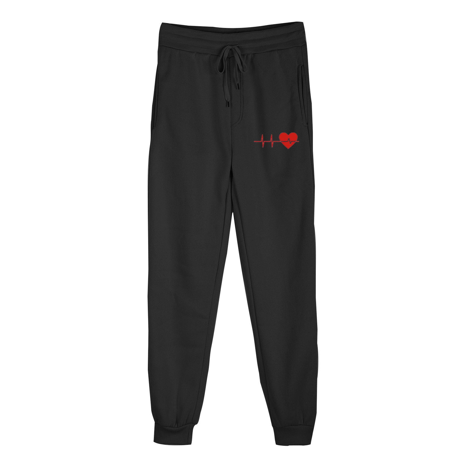 ZyeKqe Fleece Lined Joggers for Women Heart Print High Waisted Baggy ...