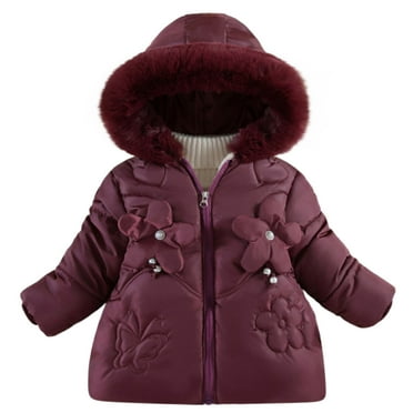 Winter Thicken Toddler Puffy Jackets for Girls, Warm Hooded Outerwear, 3-8Yrs Children Clothes ...