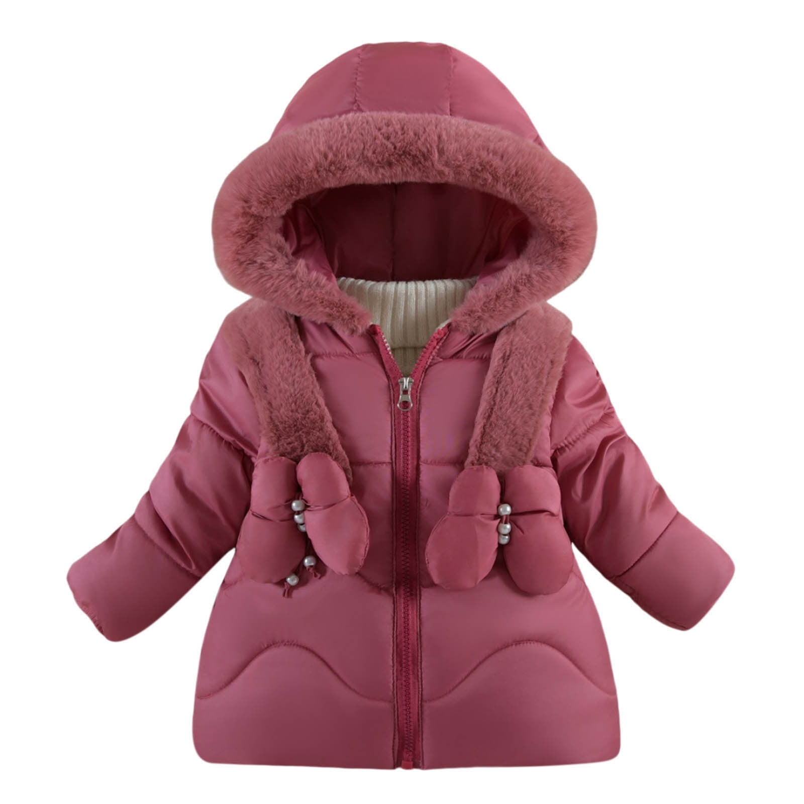 ZyeKqe Girls Winter Coat Sherpa Fleece Lined Puffer Jacket Zipper Hooded Thicken Warm Cute Down ...