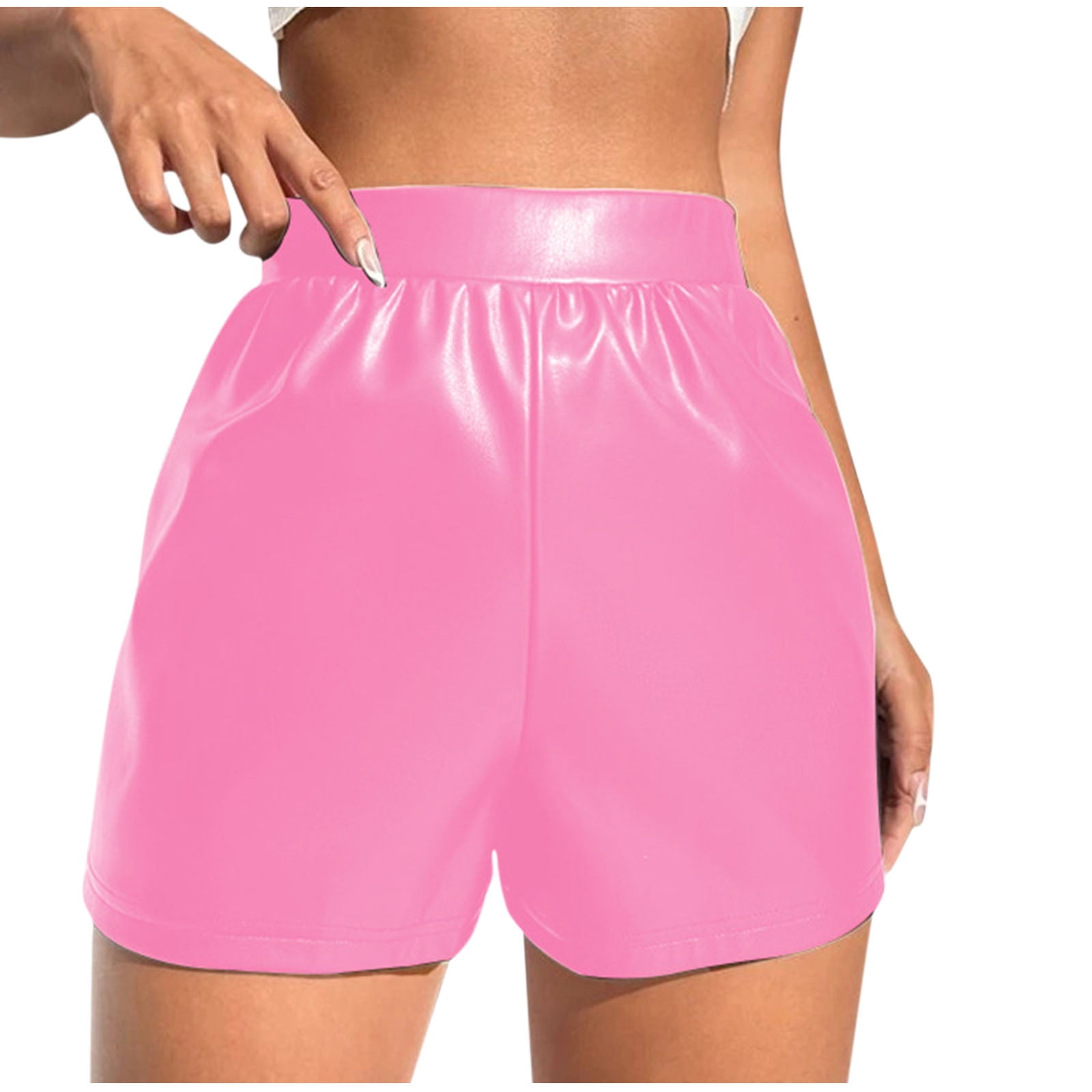 ZyeKqe Leather Shorts for Women High Waisted Lounge Shorts Wide Leg ...