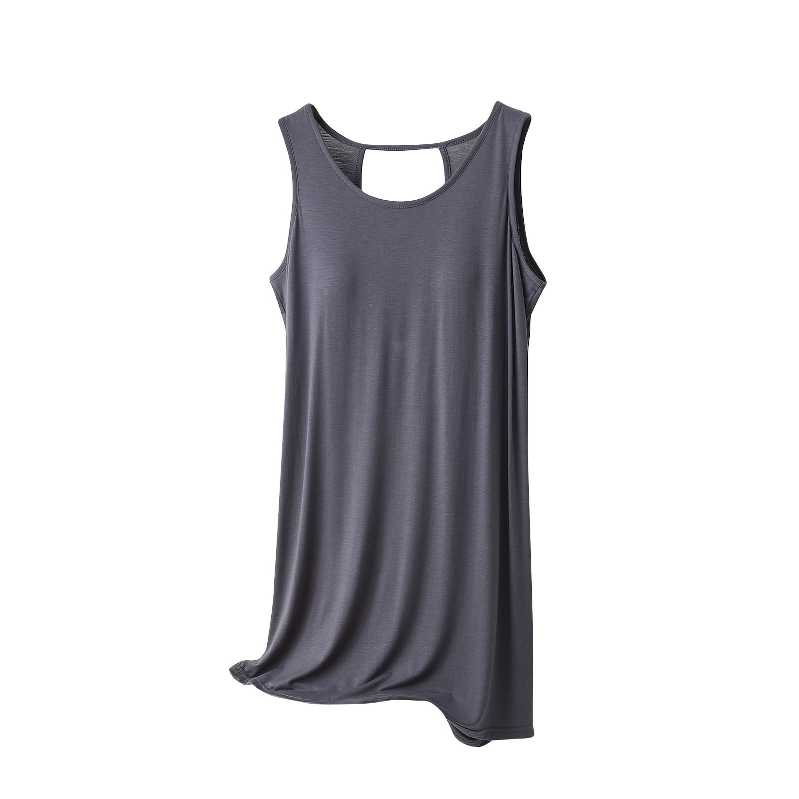 ZyeKqe Nightgown for Women with Built in Bra Soft Tank Nightshirt ...
