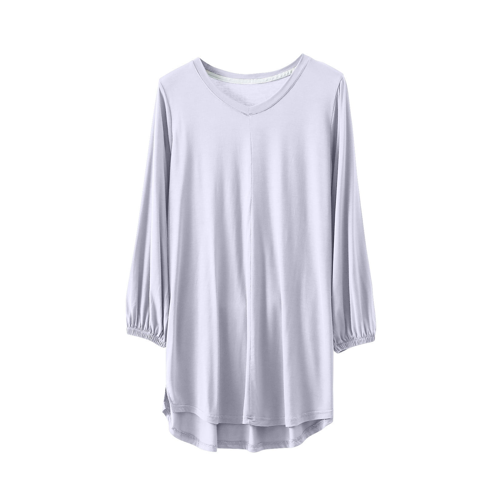 ZyeKqe Nightgowns for Women Long Sleeve V Neck Sleep Shirts Plus Size ...