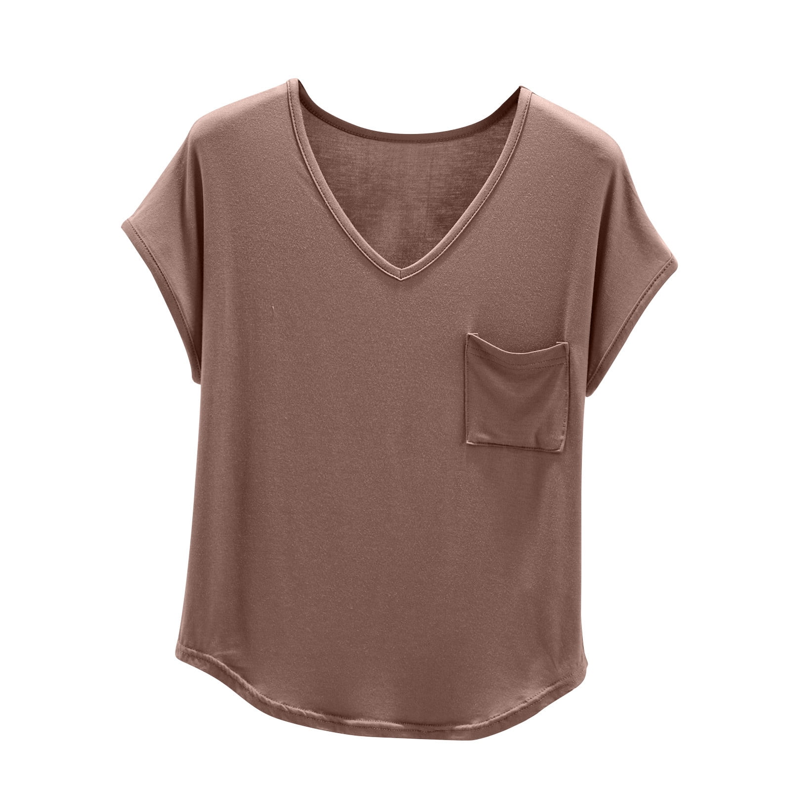 ZyeKqe Pajamas Tops for Women Short Sleeve Shirts Casual V Neck Sleep ...