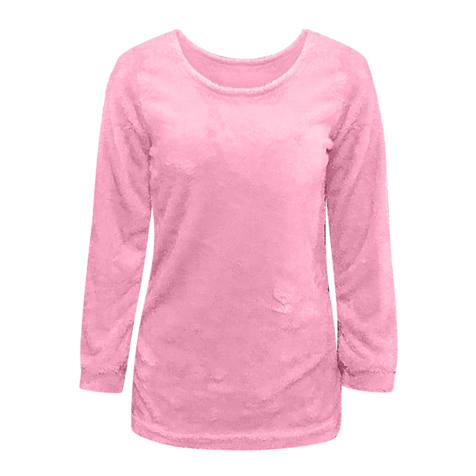 ZyeKqe Plus Size Fuzzy Fleece Tops for Women Sherpa Lined Long Sleeve ...