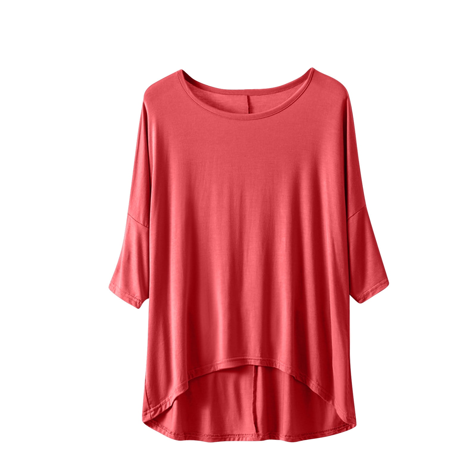 ZyeKqe Plus Size Pajamas Tops for Women 3/4 Sleeve Sleep T Shirts Scoop ...