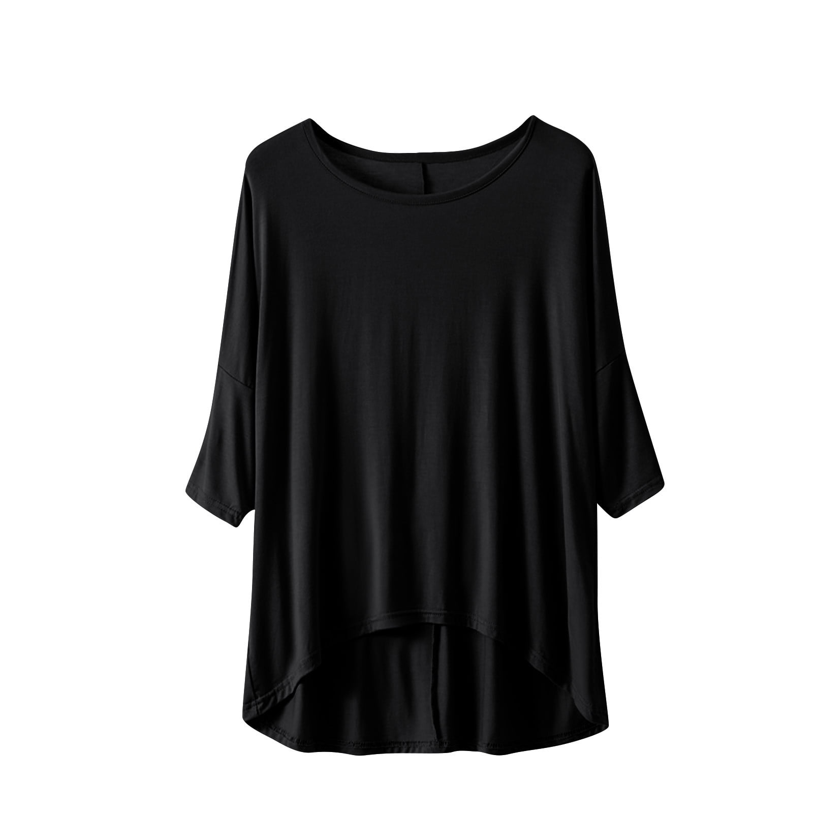 ZyeKqe Plus Size Pajamas Tops for Women 3/4 Sleeve Sleep T Shirts Scoop ...