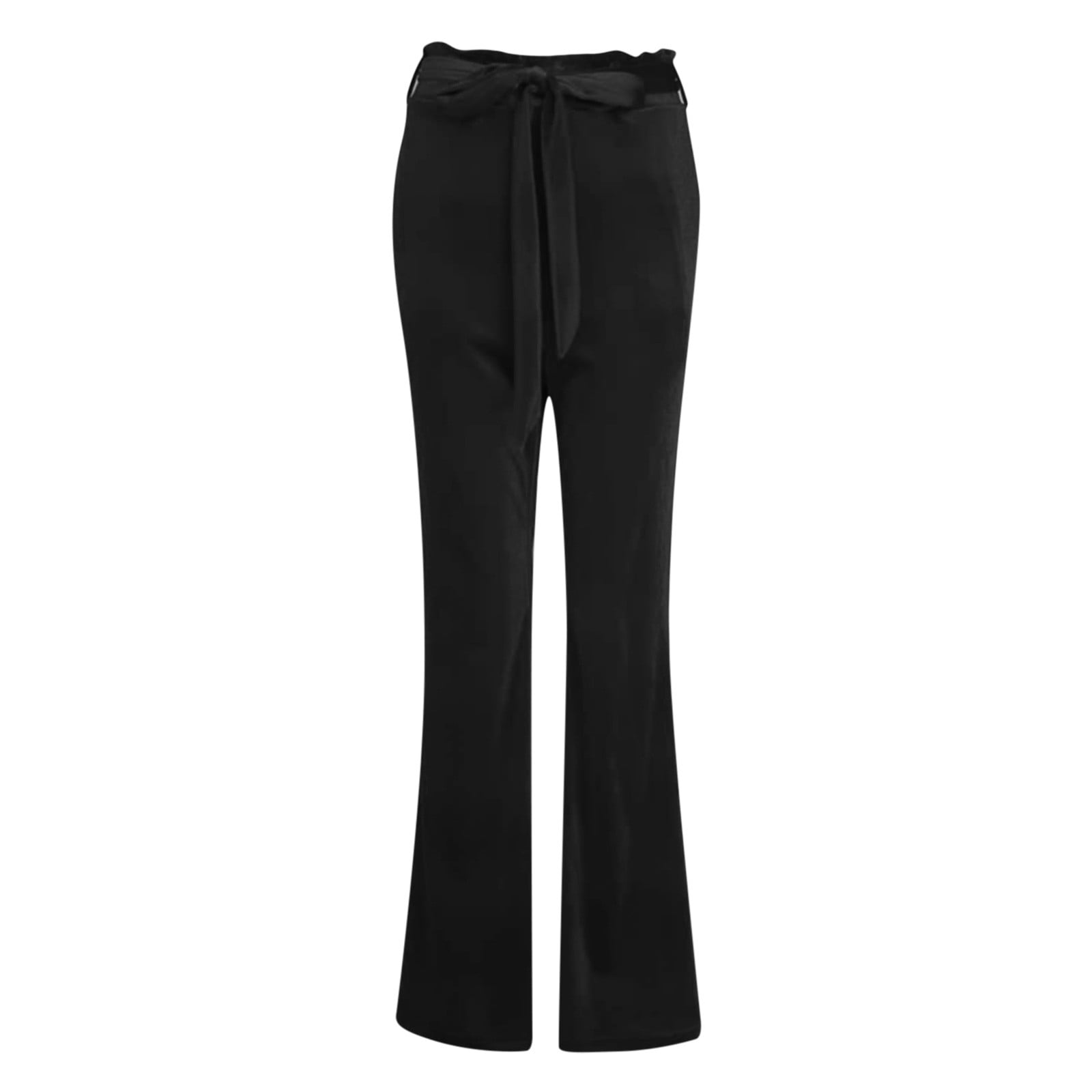 Zyekqe Plus Size Velour Flare Pants For Women Elastic High Waist Bell