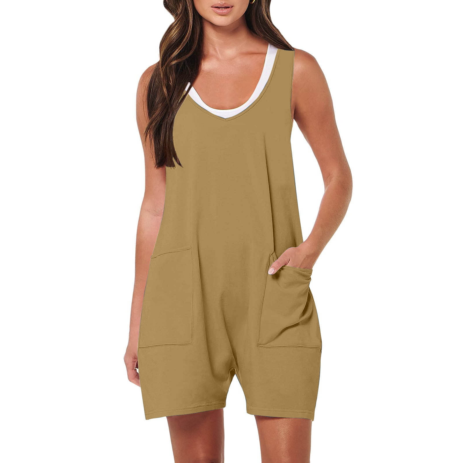 ZyeKqe Summer Rompers for Women Sleeveless Tank Top Jumpsuits Wide Leg ...