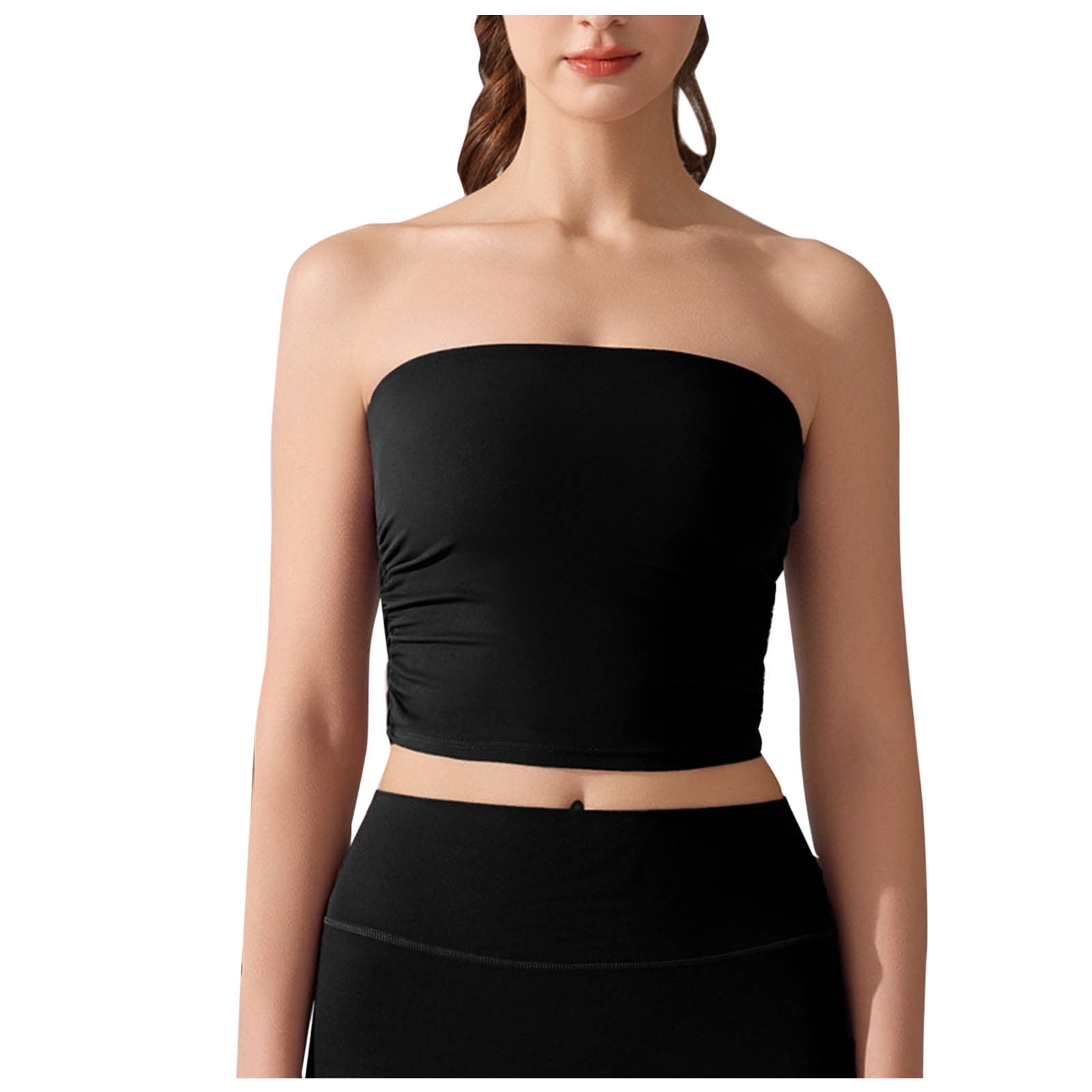 ZyeKqe Tube Tops for Women Built in Bra Strapless Sleeveless Shirts ...