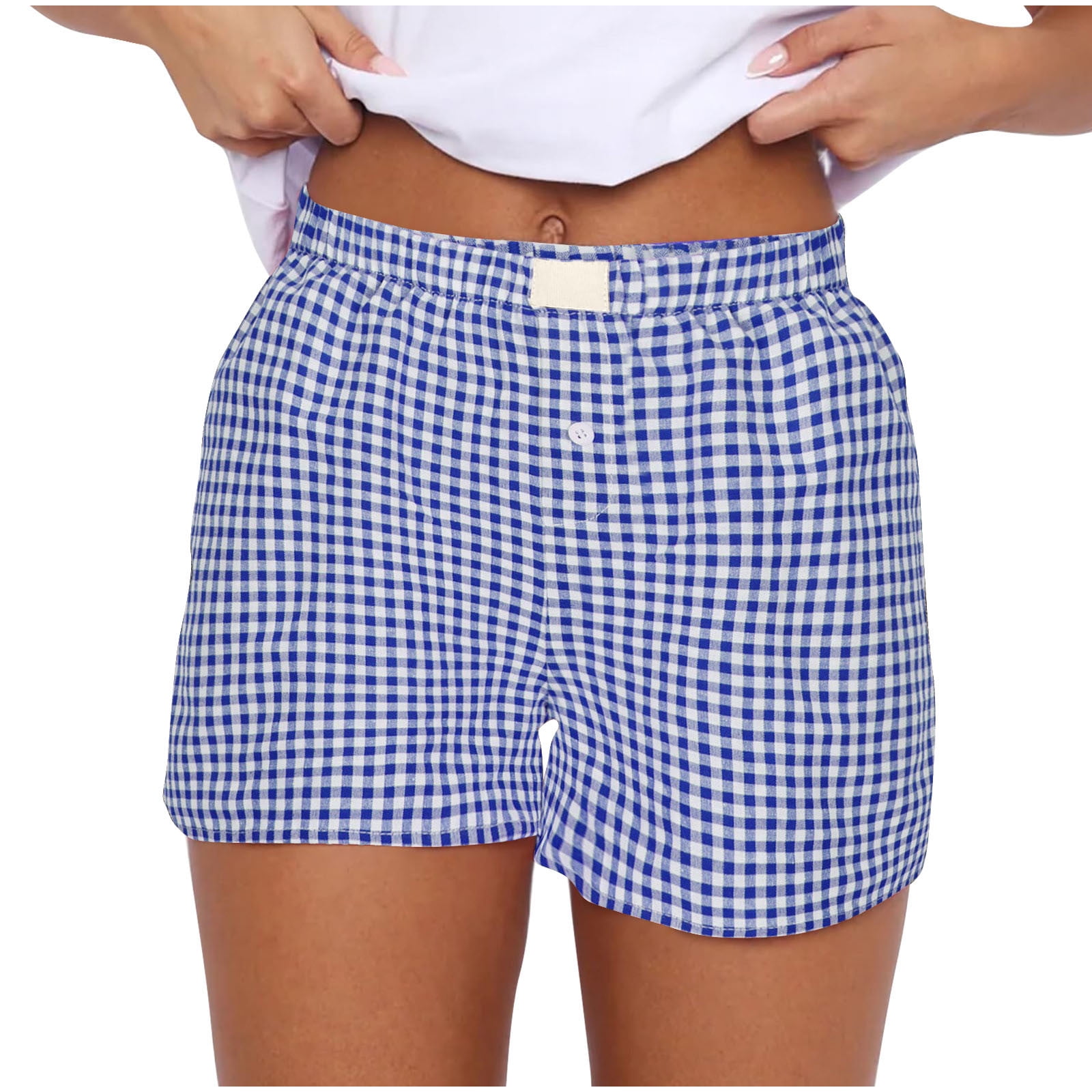 ZyeKqe Women Pajamas Shorts Low Rise Pj Sleep Shorts Plaid Sleeping ...