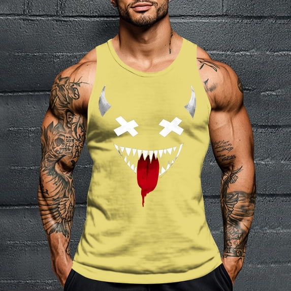Zylanna Men's Sleeveless Muscle Shirt, Crew Neck Cool Print Quick-Dry ...