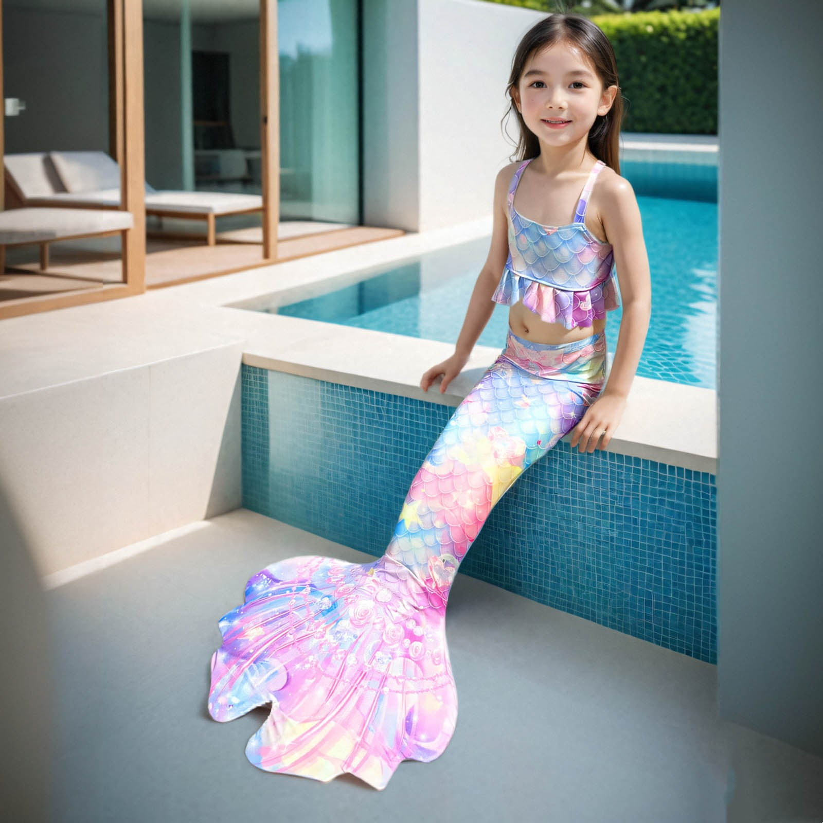 Zylarhe Girls Swimsuit, 3 Piece Girls Swimsuit Set with Bikini Top and ...