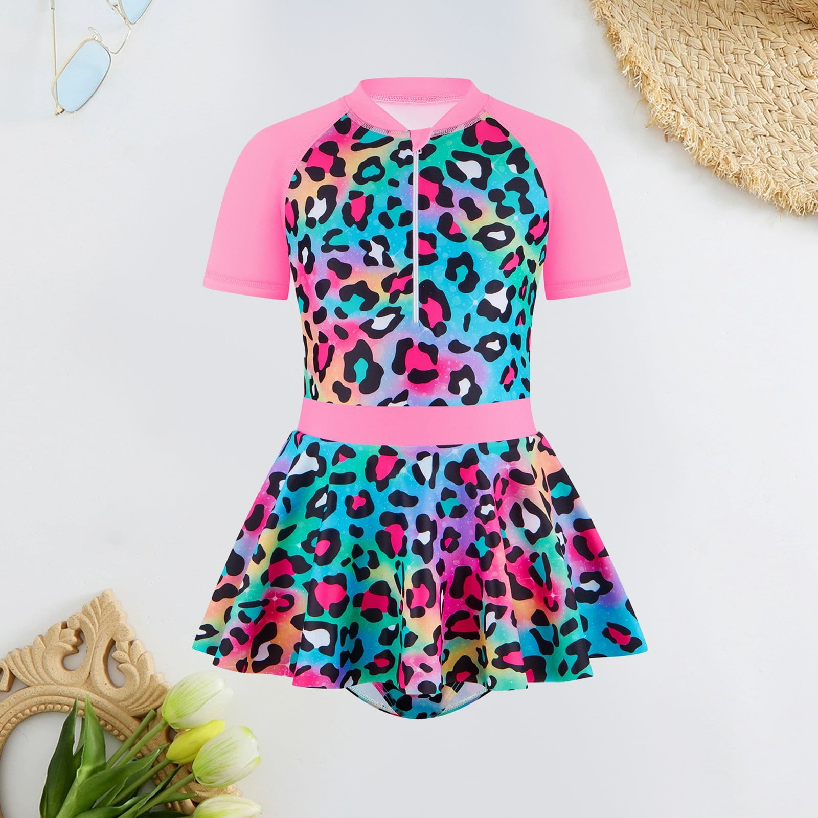 Zylarhe Girls Swimsuit, Girls Fashionable Leopard Print Swimsuit for ...