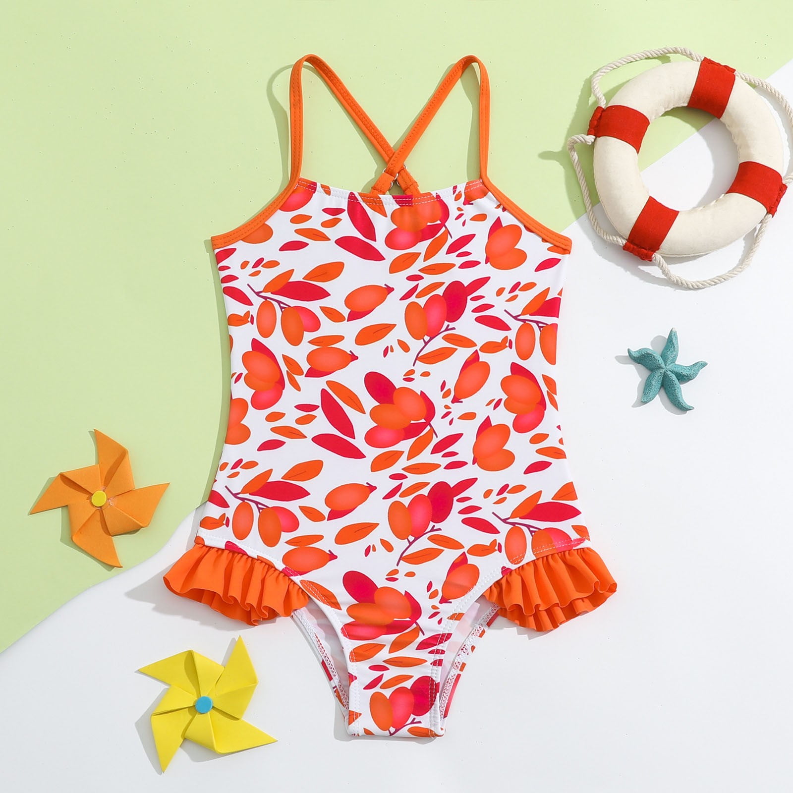 Zylarhe Girls Swimsuit, Girls Ruffle Triangle Bikini Set Cute Fresh ...