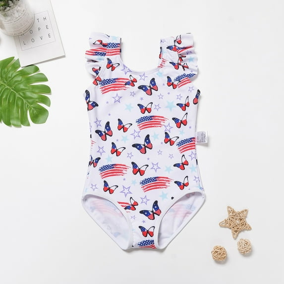 Zylarhe Girls Swimsuit, Girls Swimwear for Girls Summer Cartoon Flag ...