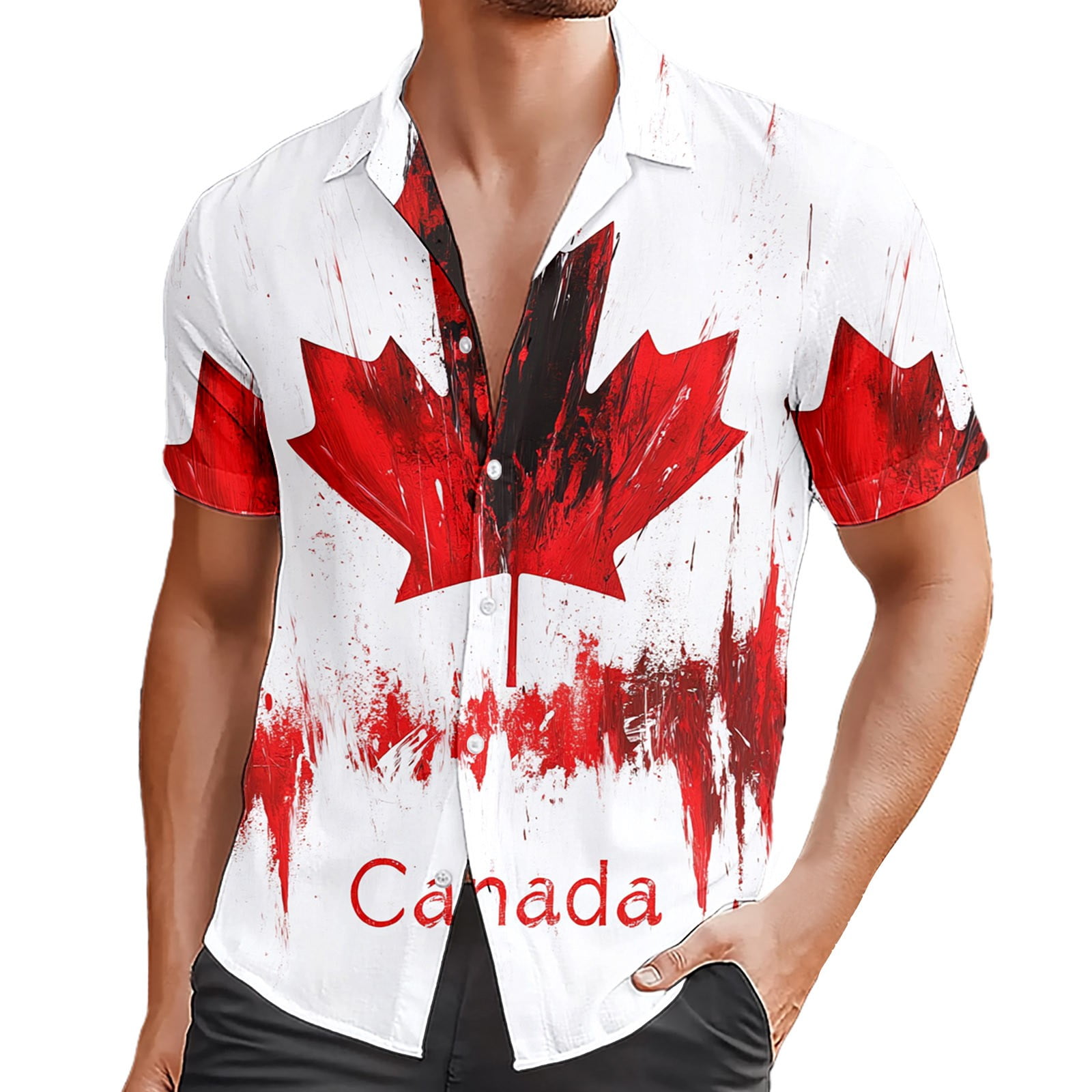 Zylarhe Men T Shirts Canadian Men's Independence Day Maple Short ...