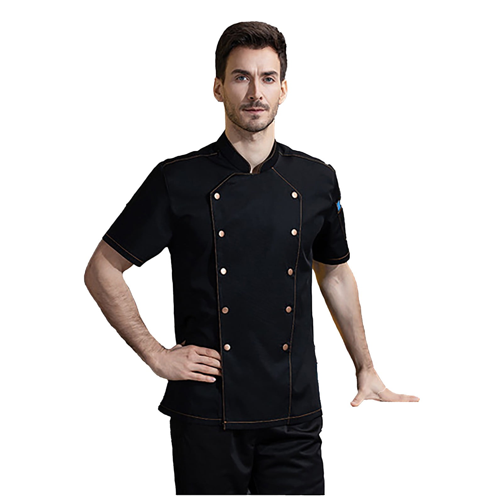 Zylarhe Men T Shirts Chefs Jacket Unisex Chefs Clothing Hotel With Long ...