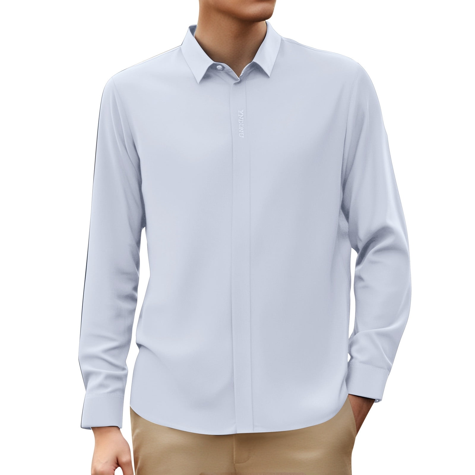 Zylarhe Men T Shirts Stretch Mens Dress Shirts Long Sleeve Slim Fit ...