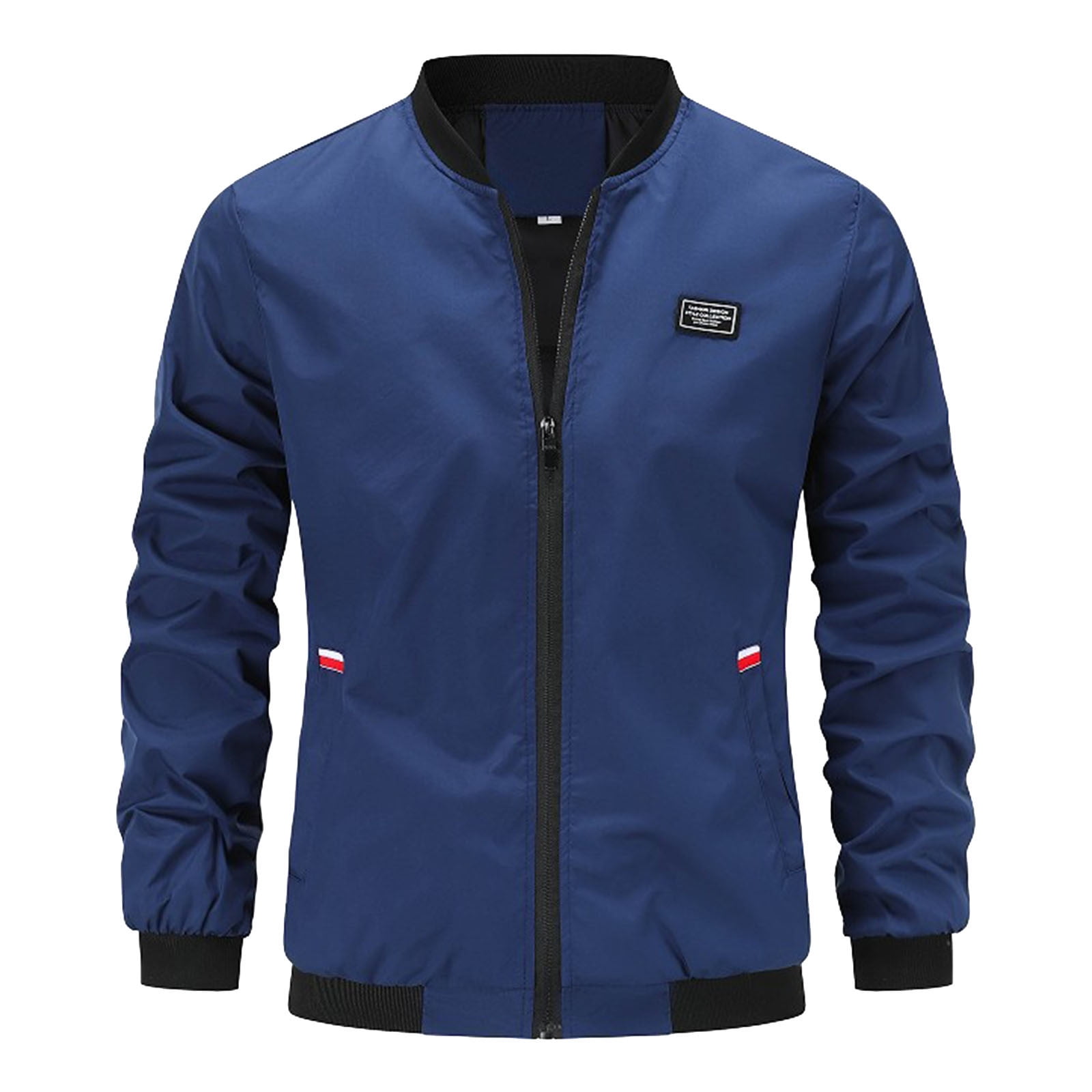 Zylarhe Mens Casual Solid Color Outdoor Lapel Pocket Trench Coat Jacket ...