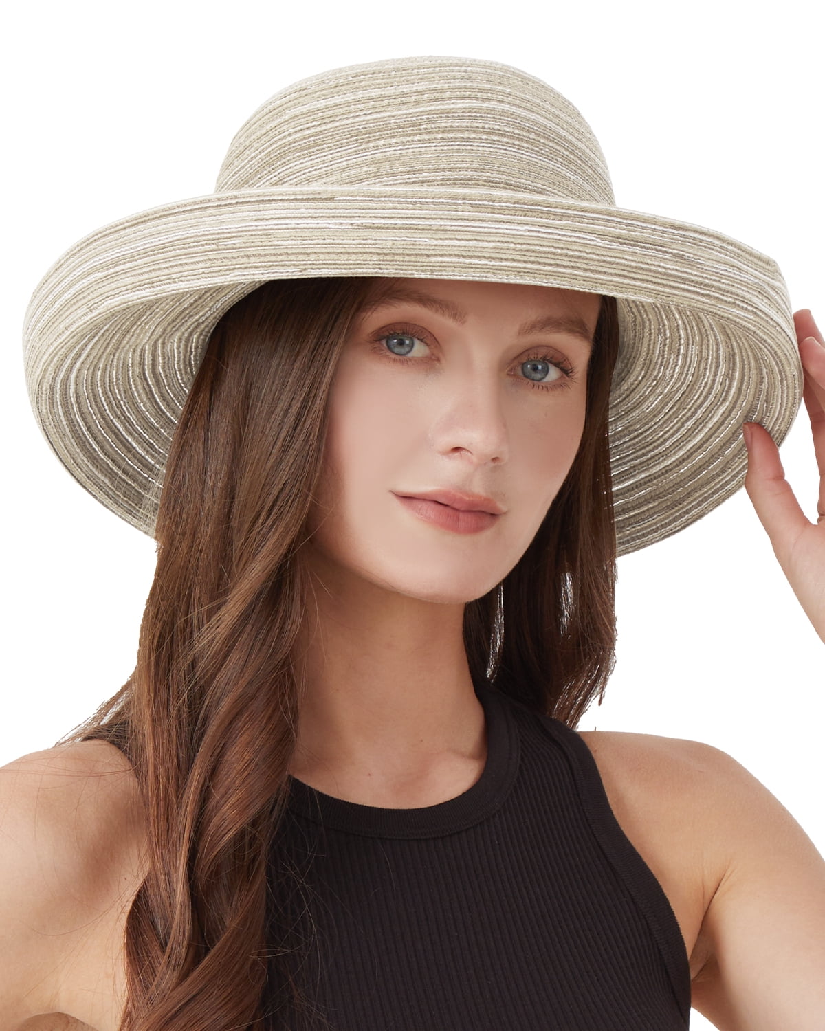 Zylioo Large Size Summer Straw Hats,Roll Up Beach Sun Hat,Big Heads ...