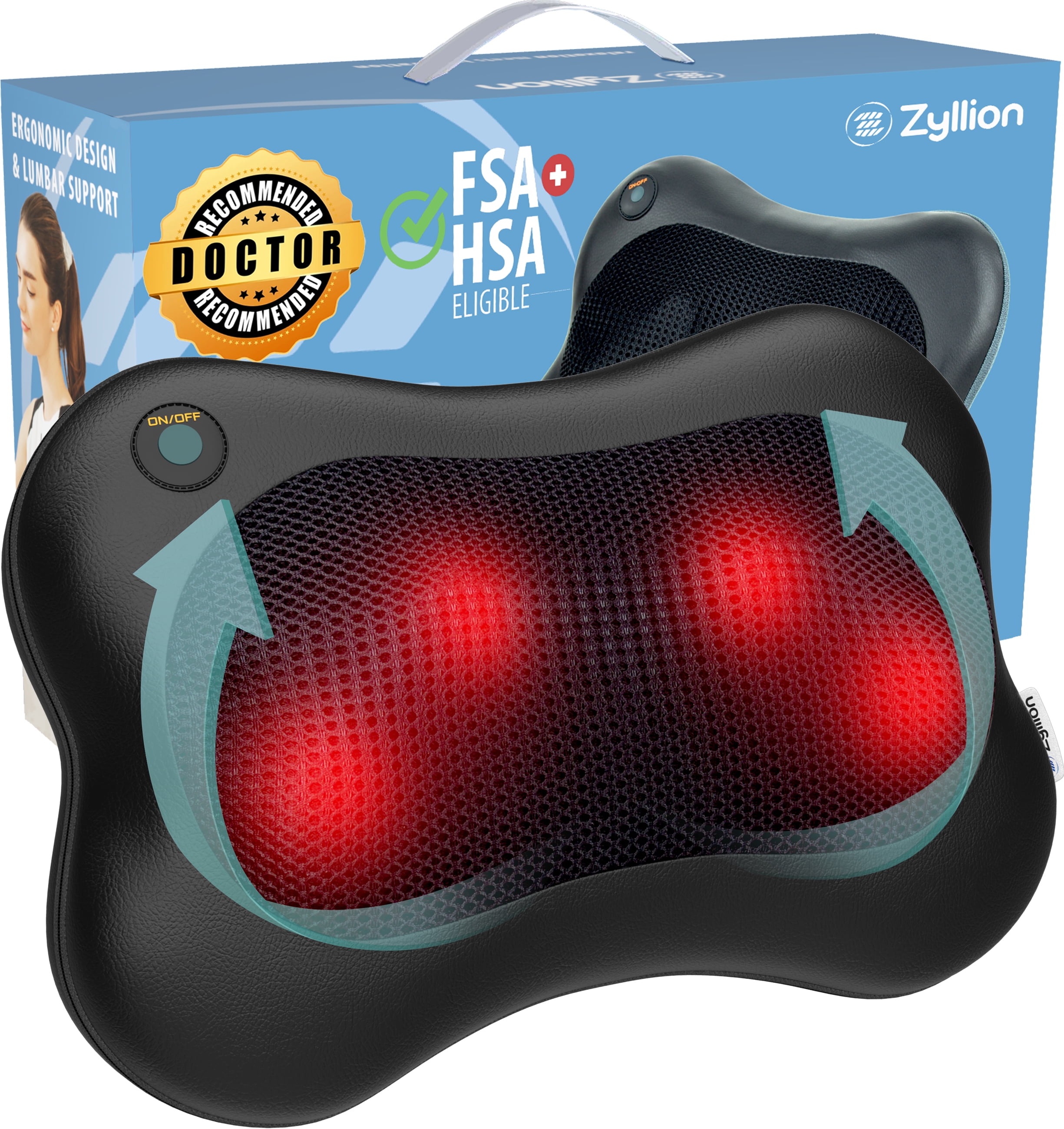 Zyllion Shiatsu Back & Neck Massager with Heat for Muscle Pain, Black ...