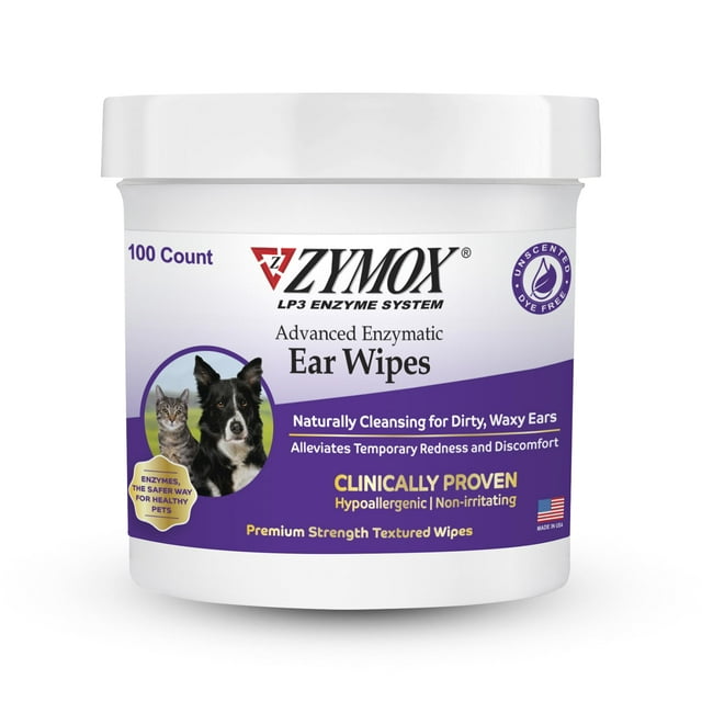 Zymox Advanced Enzymatic Ear Wipes HYZ01 for Dogs and Cats - for Dirty ...