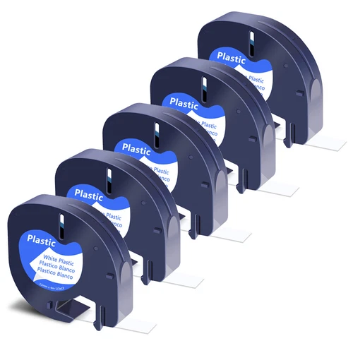 Zyne -5Pk Black On White Plastic Refills Label Tape 1/2In Fits Dymo ...