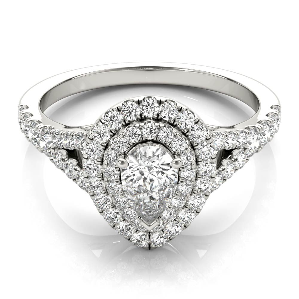 Zyne Jewelry 1.82 Ct Excellent Pear Cut Double Halo Moissanite Rings ...