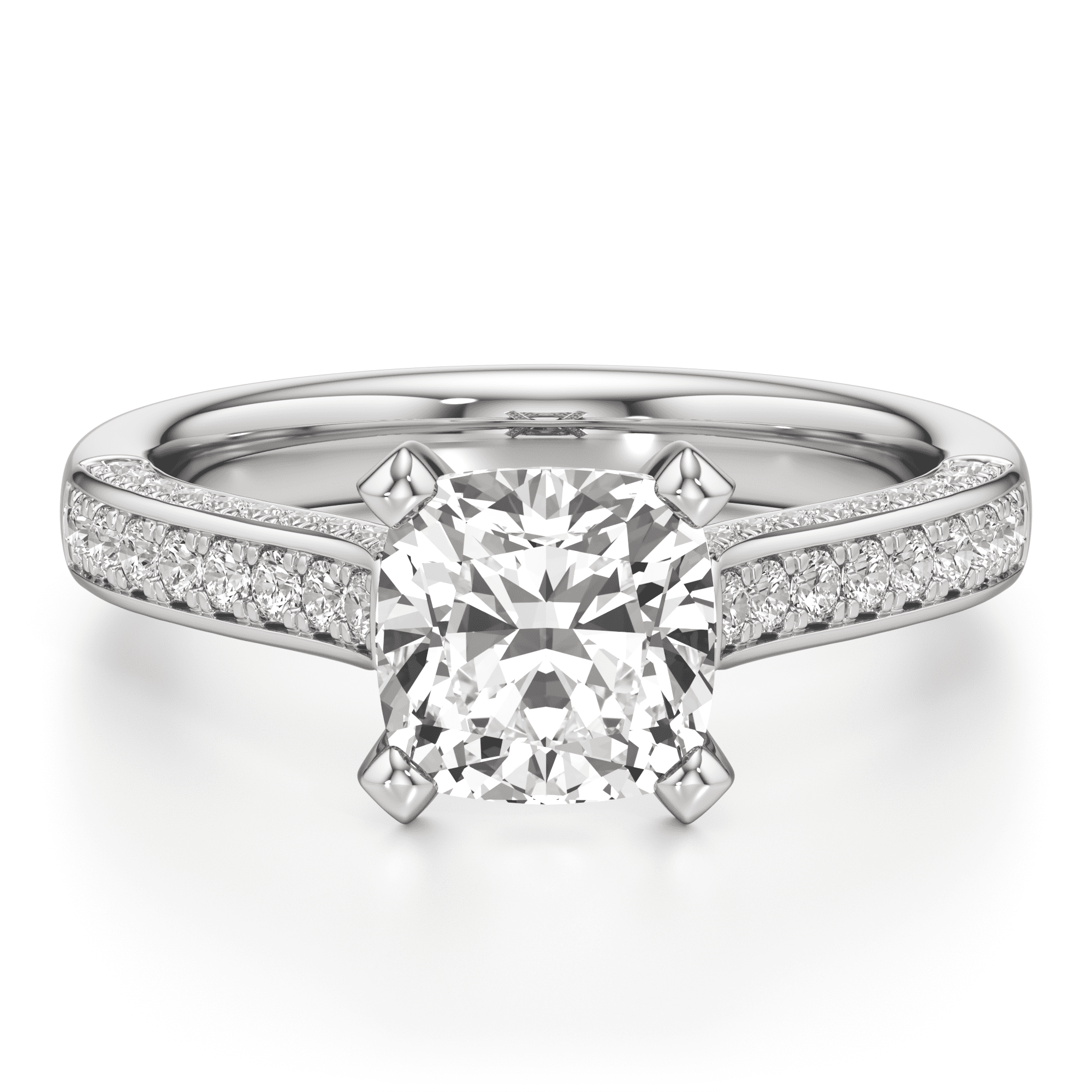 Zyne Jewelry 2.02 Ct Cushion Cut Engagement Solitaire with Accent Stones - 14K White Gold Plated ...