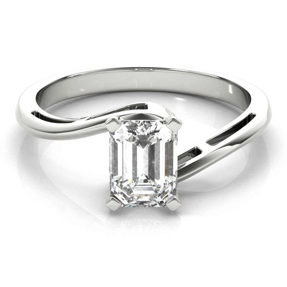 Zyne Jewelry 2.02 Ct Emerald Cut Solitaire Moissanite Engagement Ring - Moissanite in 14K White ...
