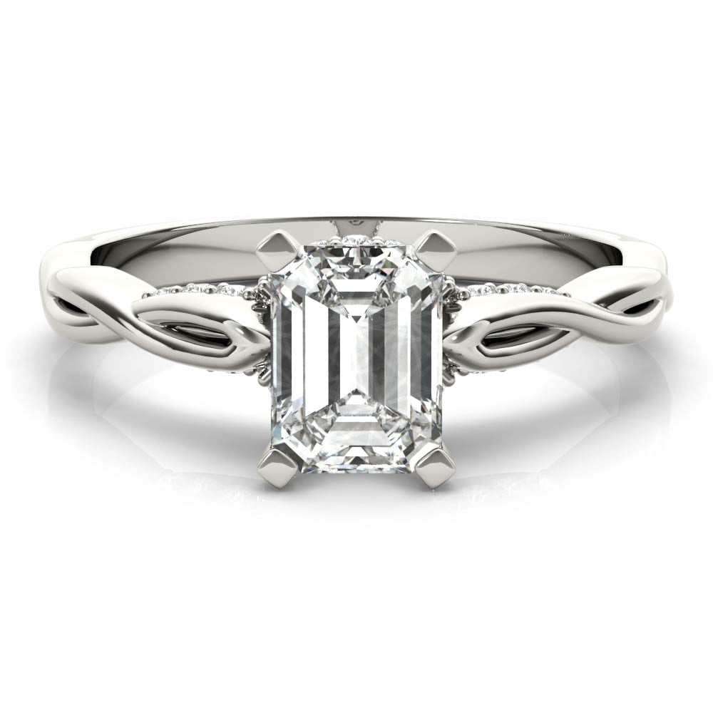 Zyne Jewelry 2.02 Ct Excellent Emerald Cut Private Garden Ring - Moissanite in 14K White Gold ...