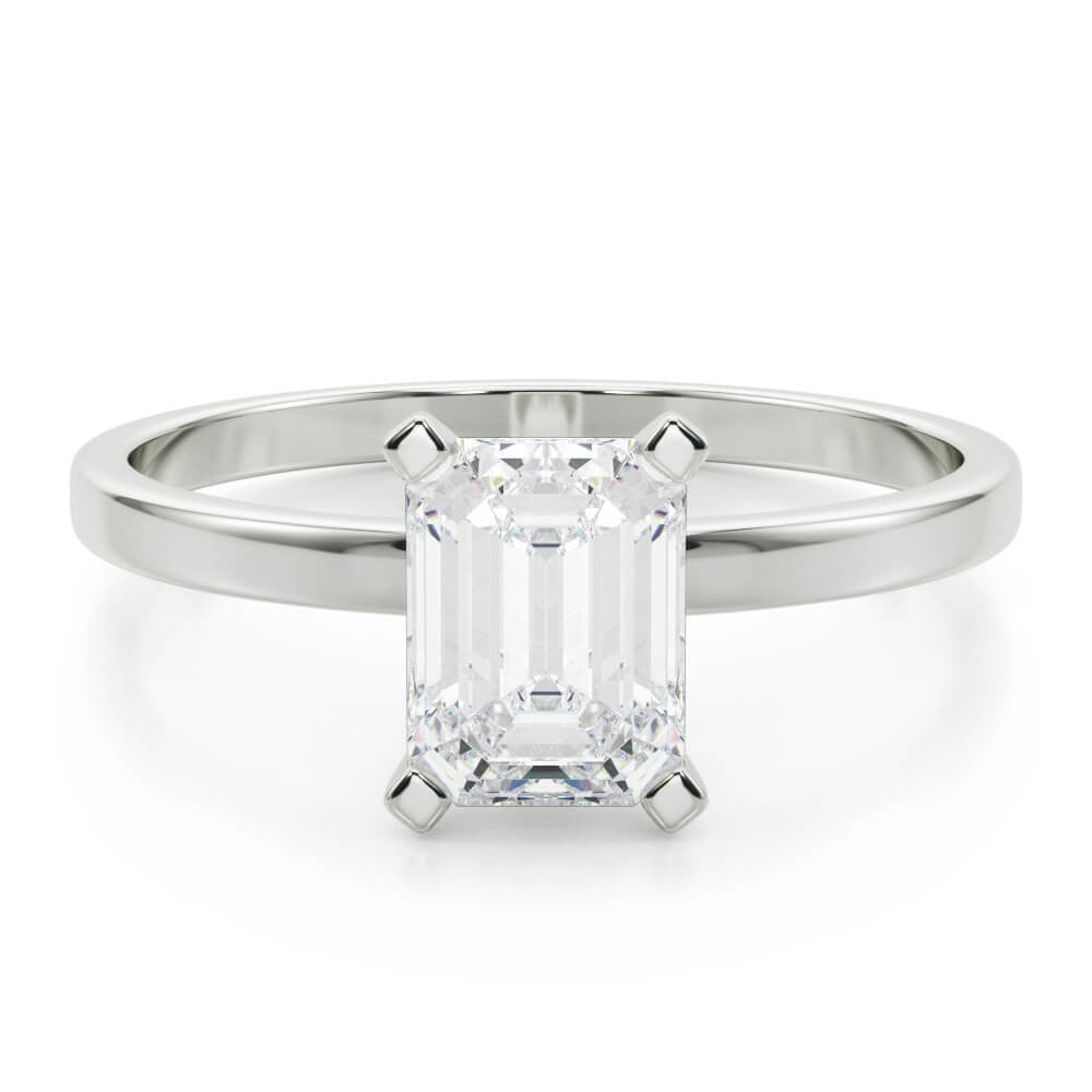 Zyne Jewelry 2.12 Ct Emerald Cut Solitaire Engagement Ring - 14K White Gold Plated - Moissanite ...