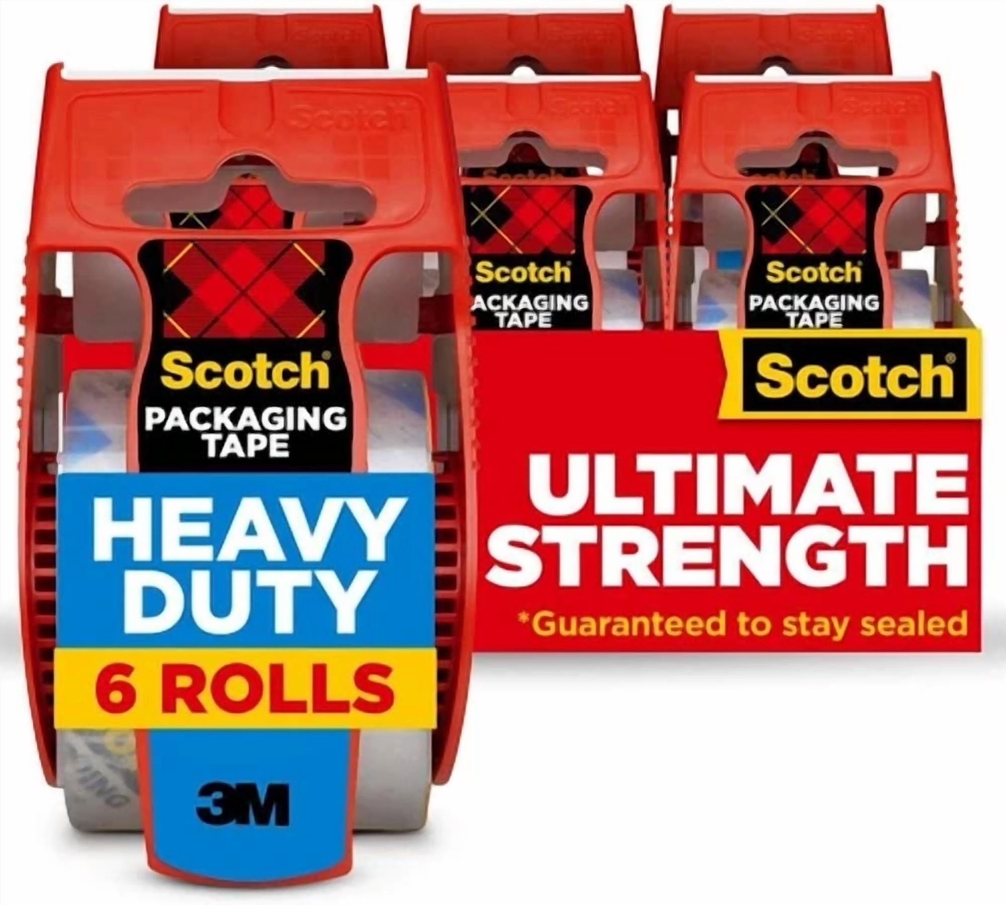 Zyne -Scotch Shipping Packaging Tape Clear 6 Rolls W/ Dispensers 3M Heavy Duty Packing - Walmart.com