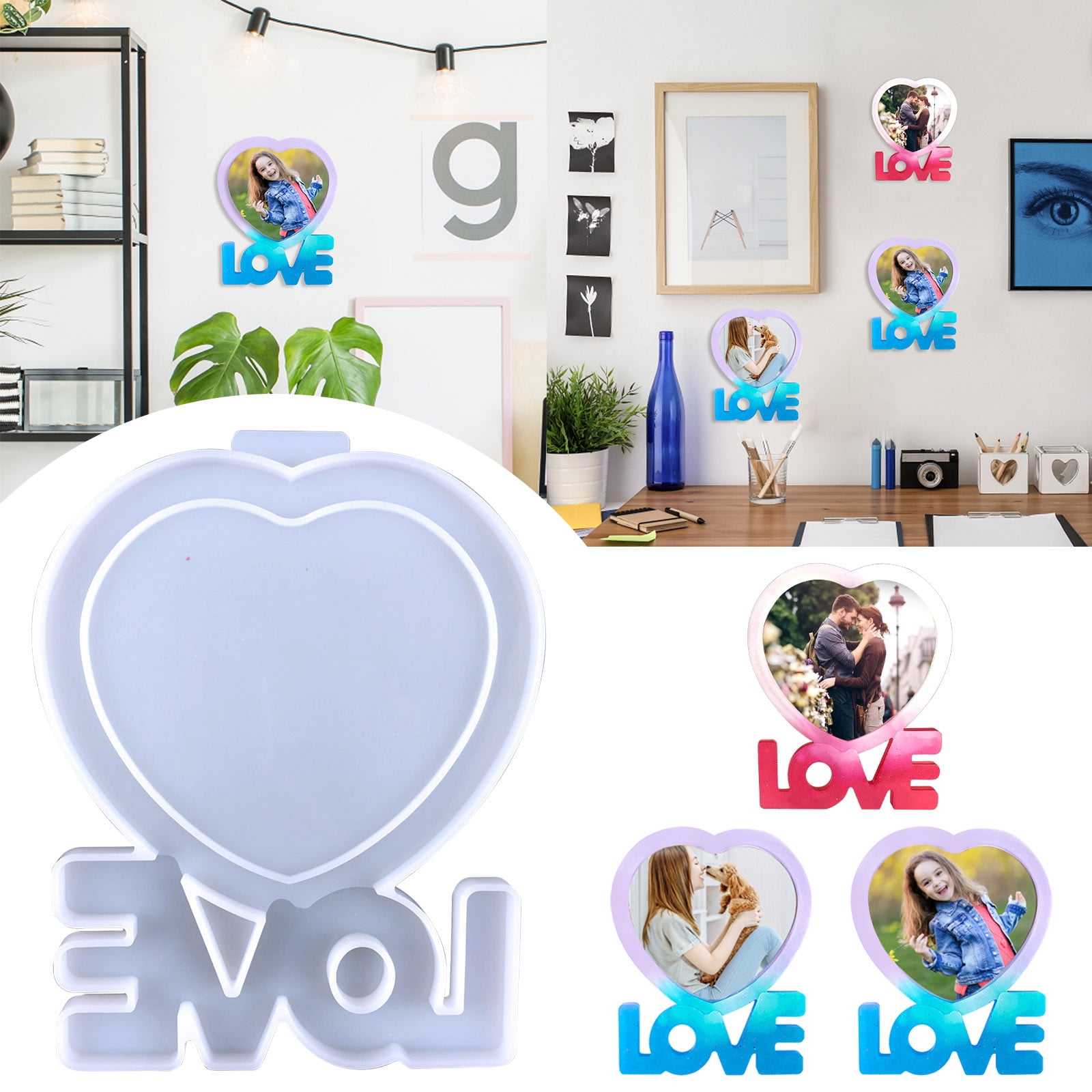 Zynic 1*Glue Mold Love Photo Frame Glue DIY Jewelry Pendant LOVE Love ...
