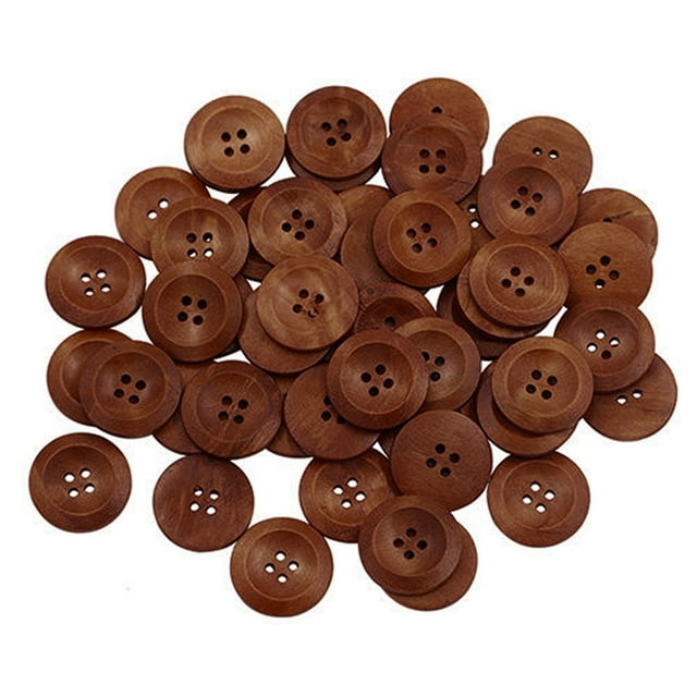 Zynic 1 Pack 50pcs 25mm Four Eye Wooden Buttons Wooden Wood Craft