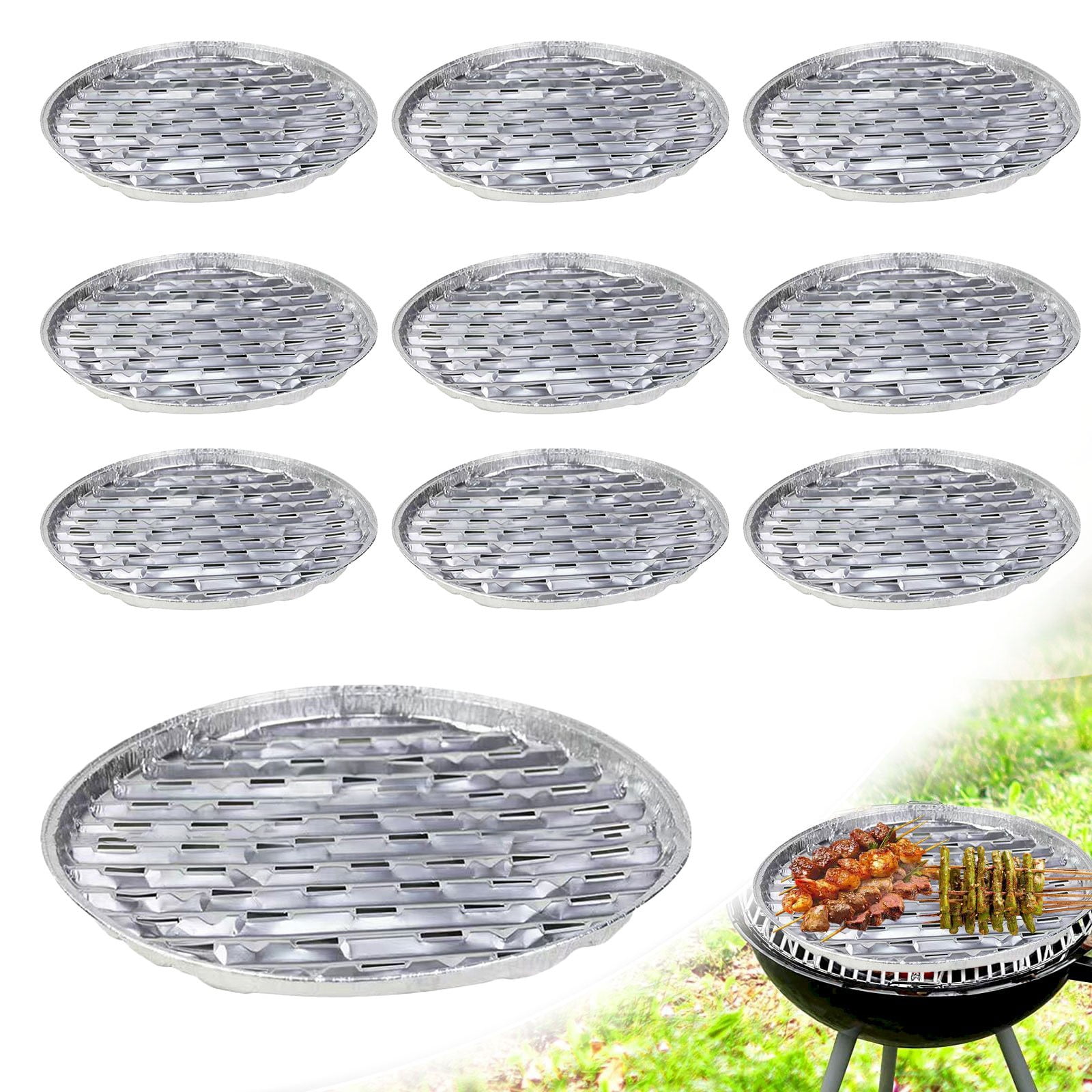 Zynic Aluminum Grill Trays Round Grill Pan Drip Tray For BBQ Camping ...