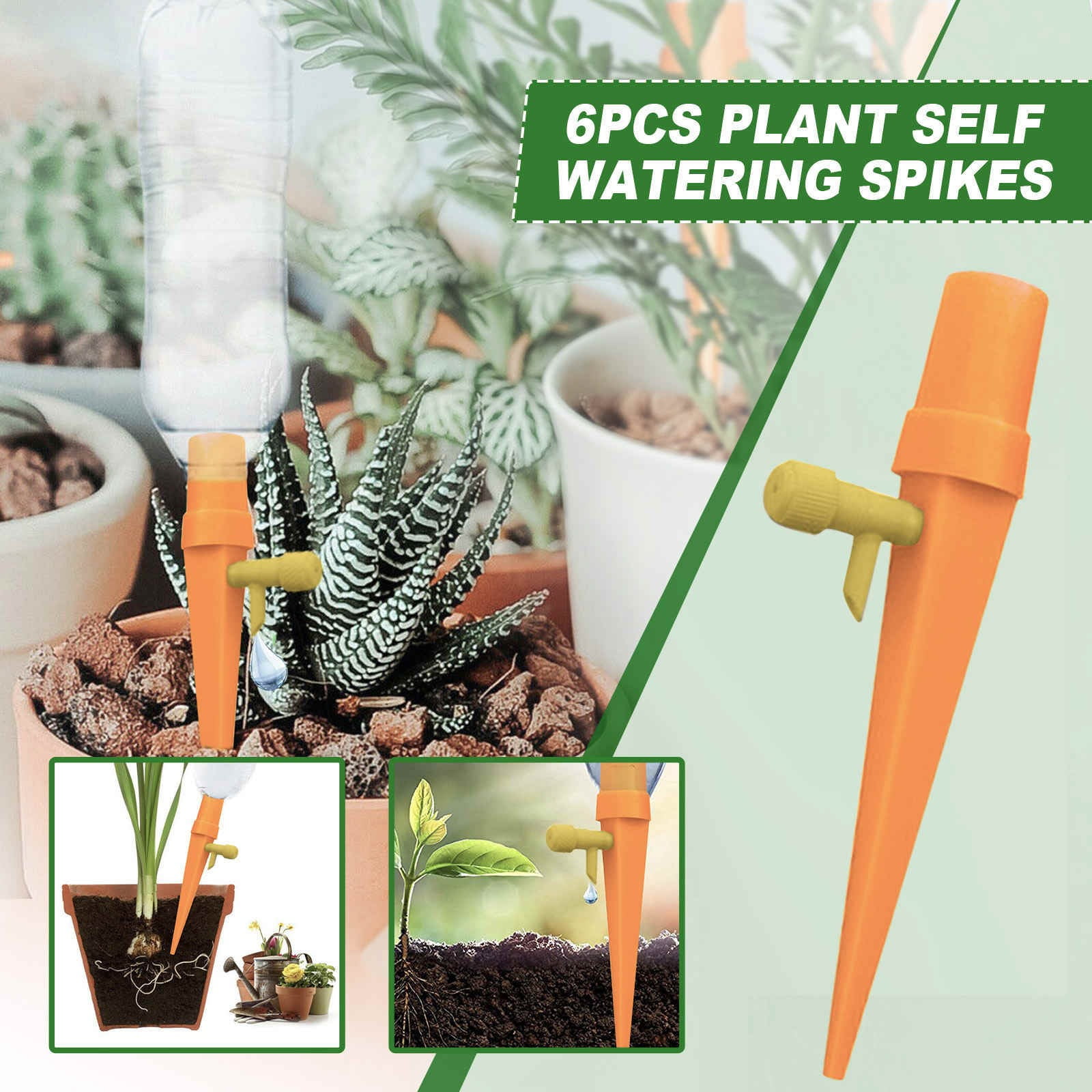 Zynic Automatic Water Dripper 6PCS Automatic Plant Self Watering Spikes ...
