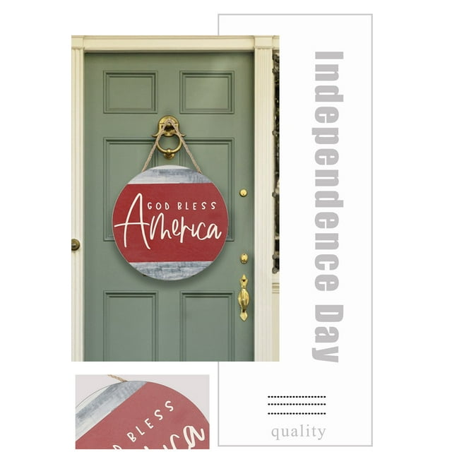 Zynic God America Patriotic Sign For Front Door Decor American Stripes