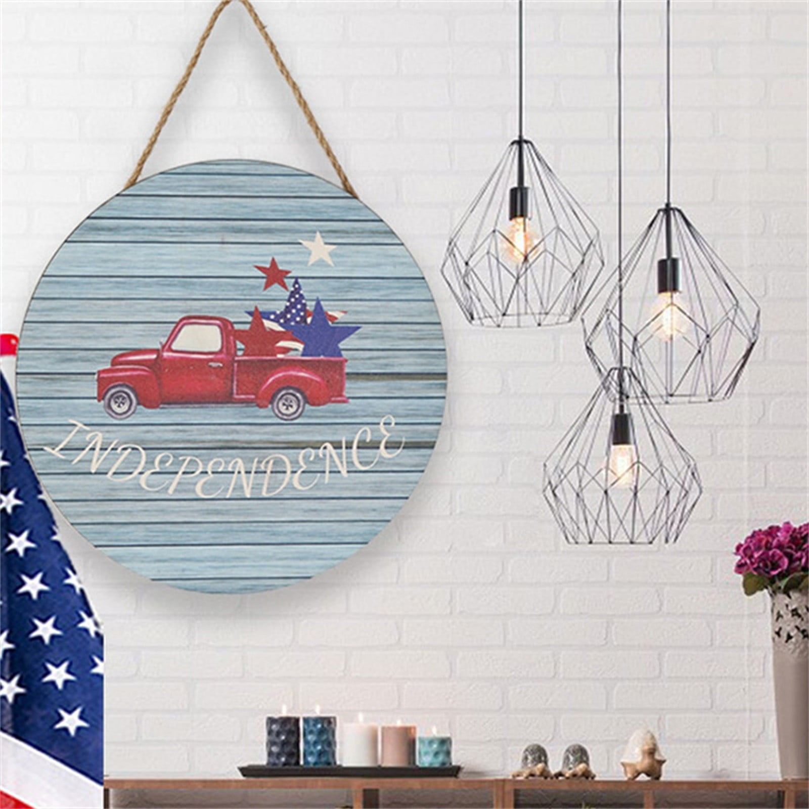 Zynic God America Patriotic Sign For Front Door Decor American Stripes